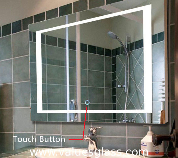 LED Illuminated Bedroom Mirrors , Custom Size Bathroom Mirror With Lights