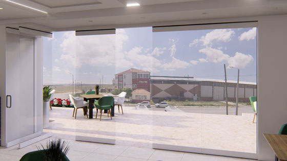 Aluminum Frameless Glass office Balcony Sliding Door Movable Partition ...