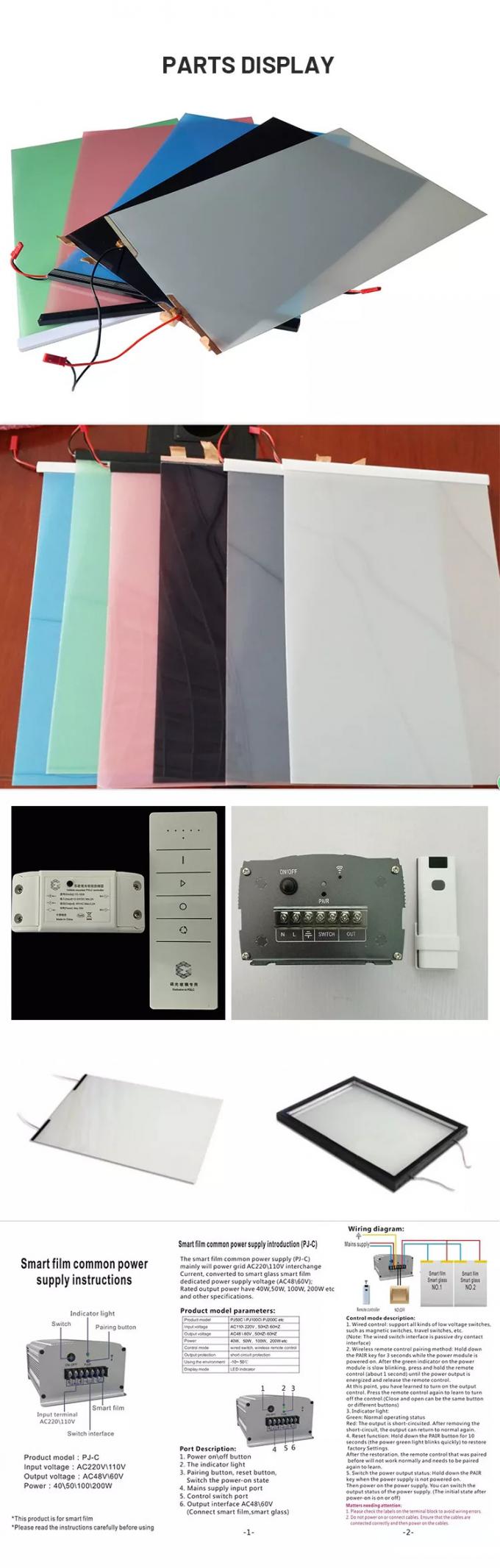 Switchable Tint Smart PDLC Glass Film 12V Customized Dimming Decorative ...